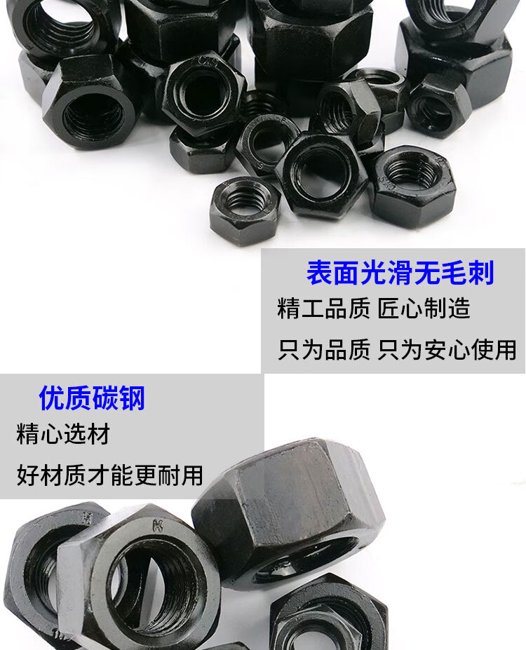 冰禹 高强度外六角螺母 BYJZ-3639 碳钢 GB6170 M16 40个 1件