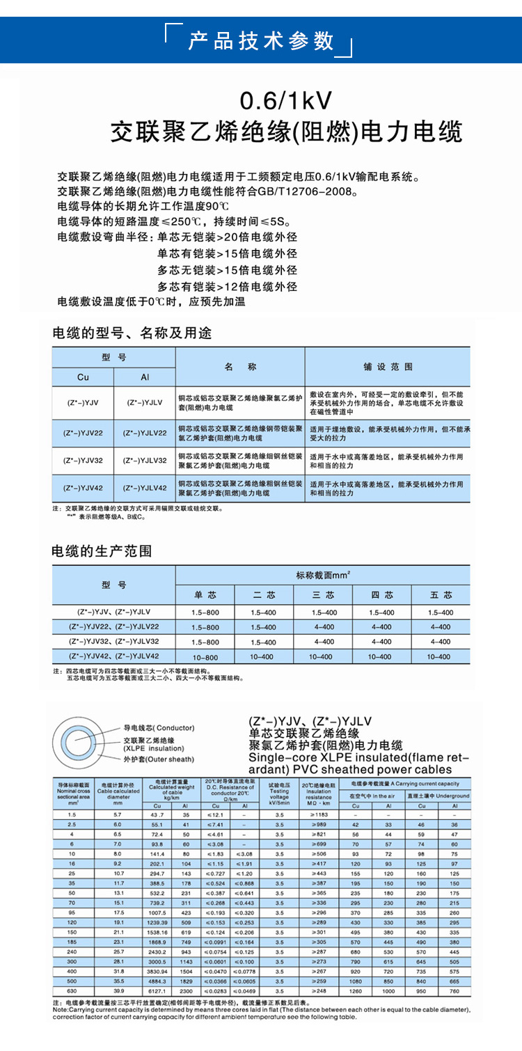 上上电缆 ZA-YJV-0.6/1KV-3*4平方低压电力电缆 1米