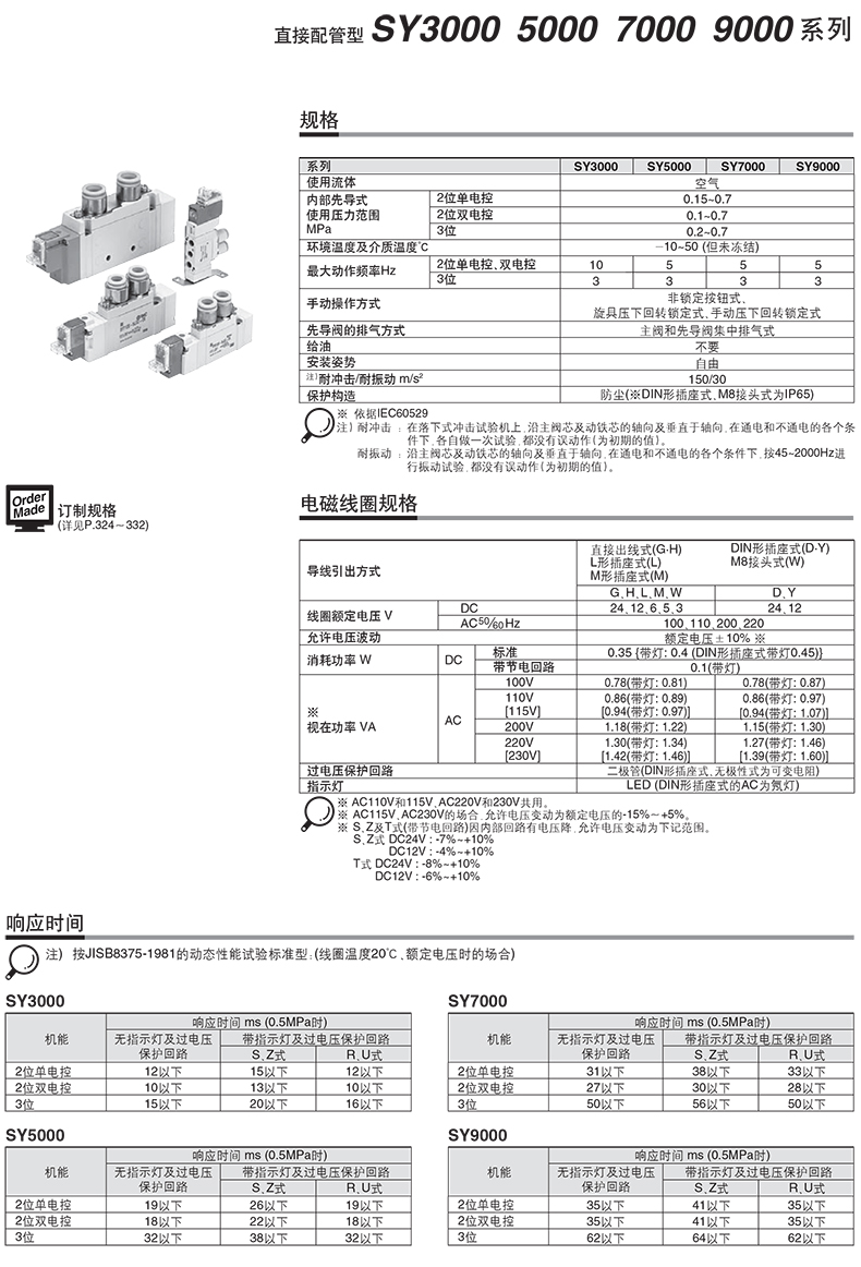 SMC SY5220系列 5通电磁阀 直接配管型 单体 SY5220-5DD-01 1个