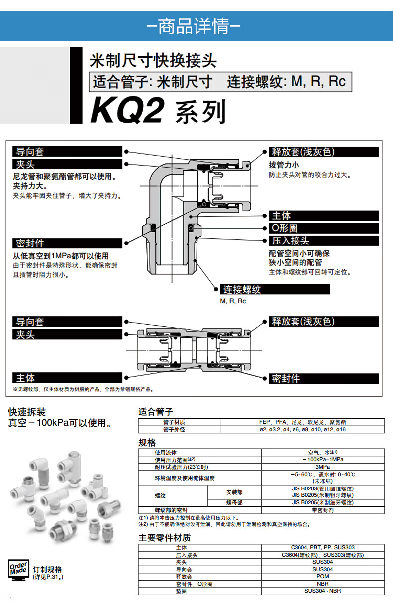 SMC 米制尺寸快速接头 异径四管Y形接管 KQ2UD系列 KQ2UD06-08A 1个