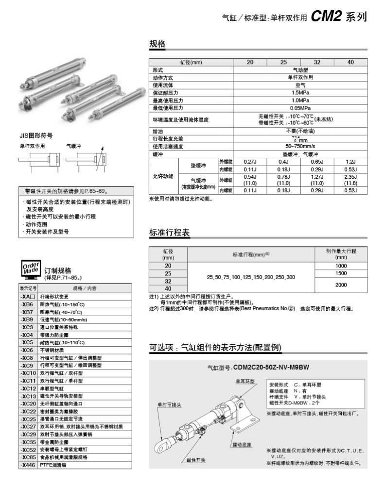 SMC CM2-Z 系列 气缸/标准型 单杆双作用 CDM2L32-350Z 1个