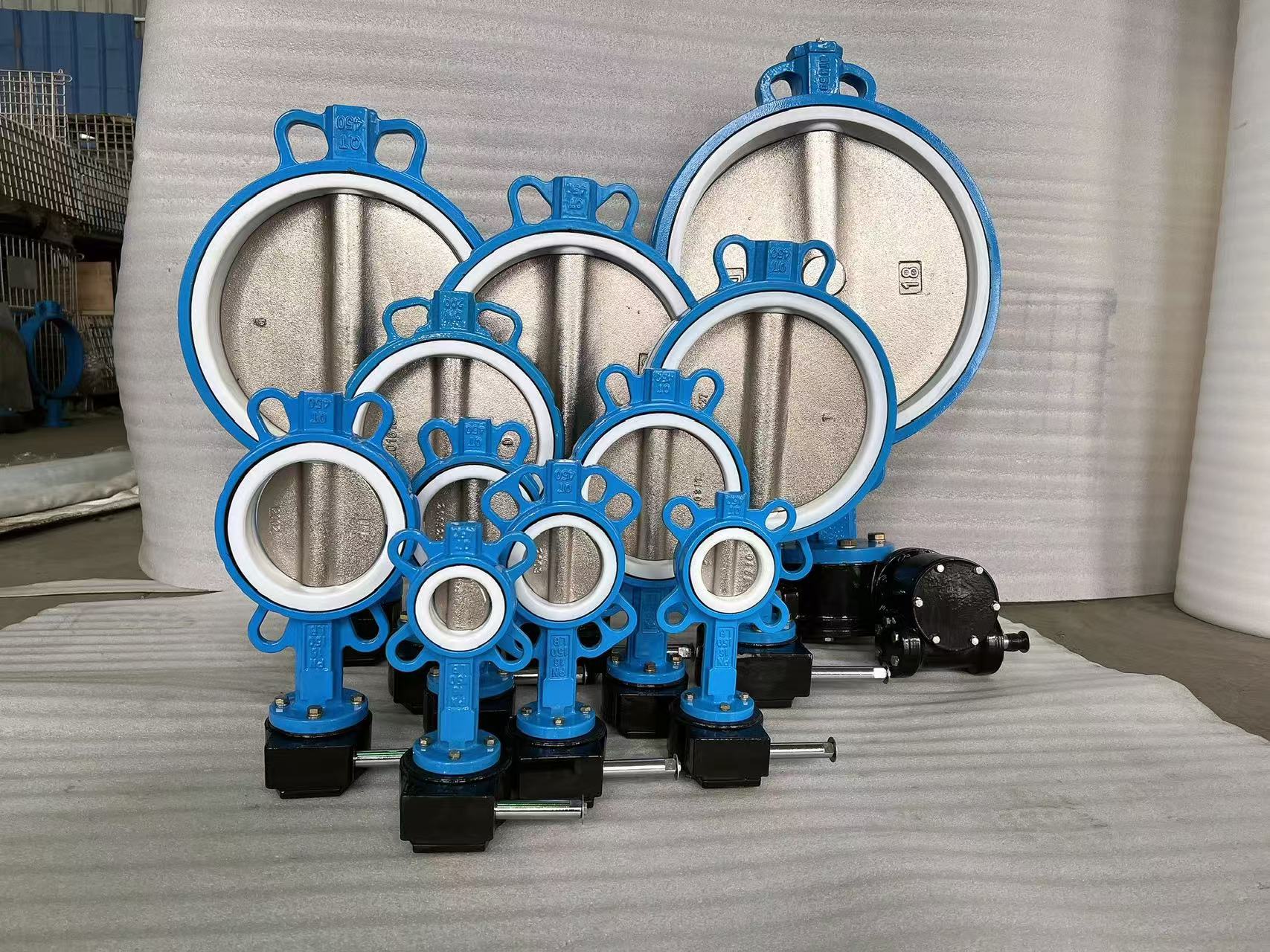 不锈钢芯(四氟)对夹蝶阀 D371F-10Q 涡轮DN65 1个