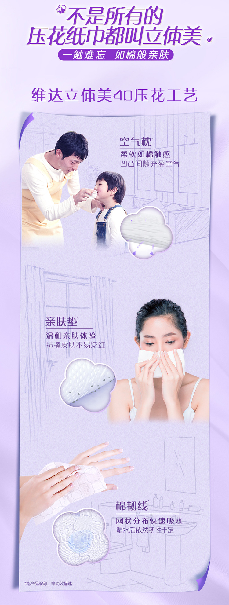 维达 棉韧抽纸 V2880-A M码 3层 100抽 20包 1箱