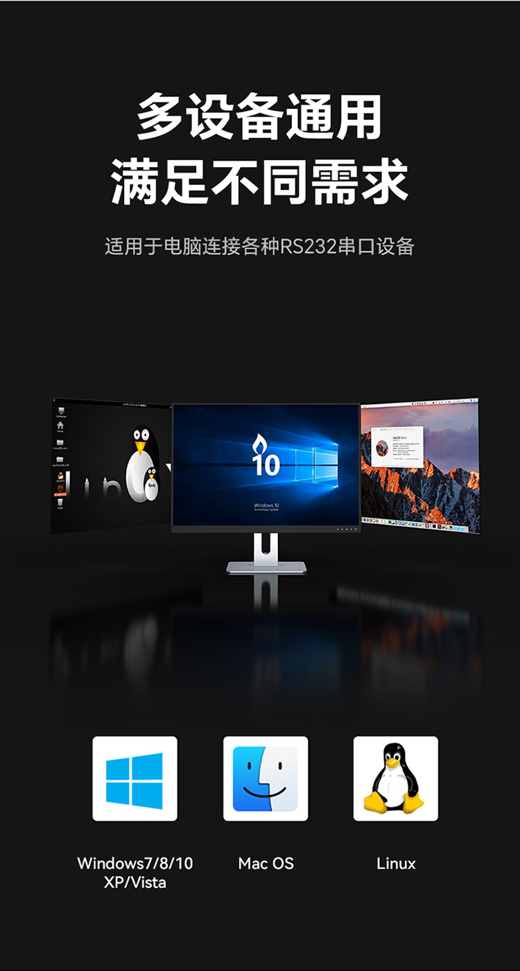 胜为 工业级USB2.0公转RS232串口线 ML-4010B 黑色 1m 1个